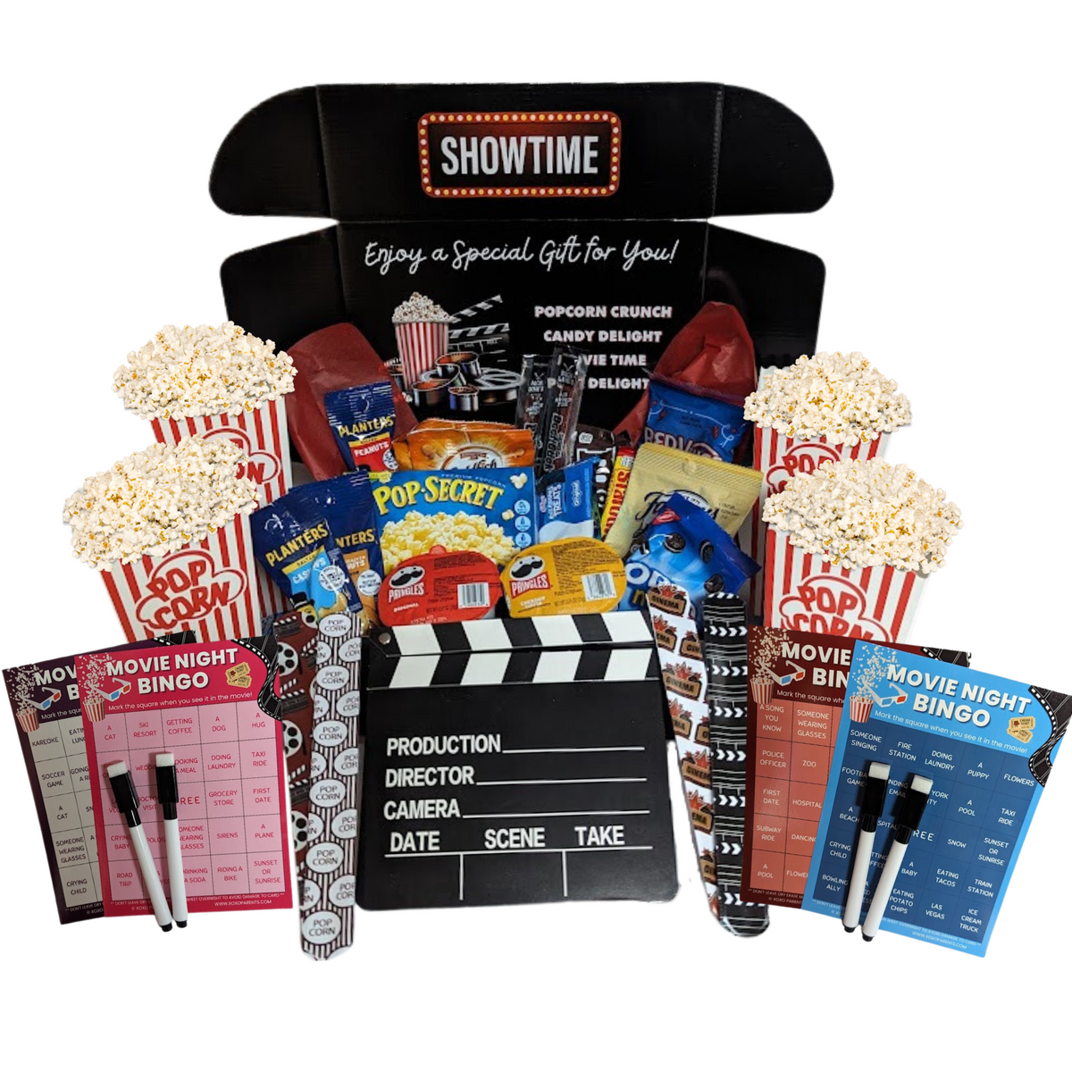 Movie Night Gift Box, Popcorn, Candy, Snacks - Gift Basket Perfect for ...