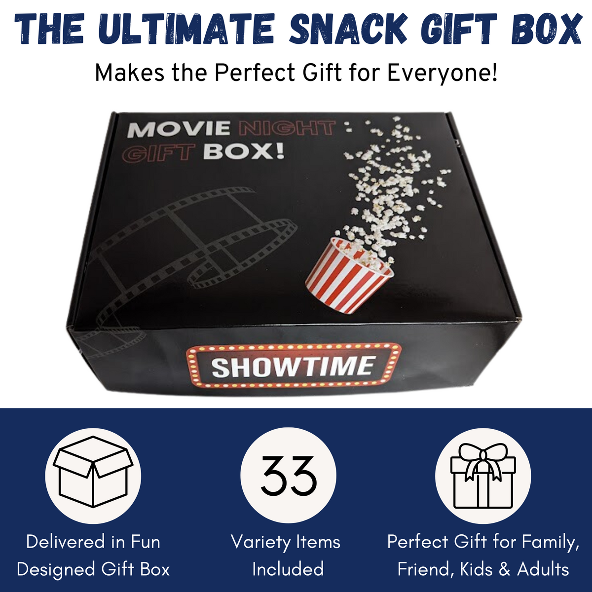 Movie Night Gift Box, Popcorn, Candy, Snacks - Gift Basket Perfect for ...